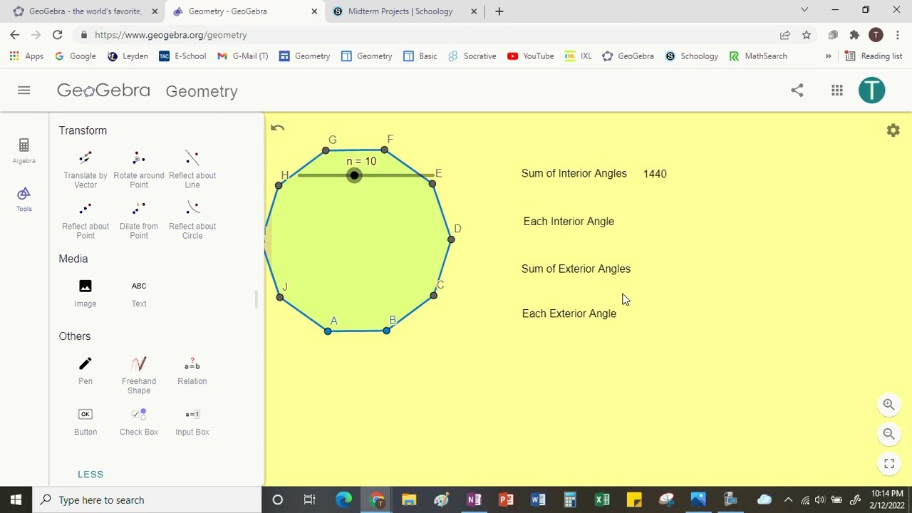 Geogebra Polygon Angles - YouTube