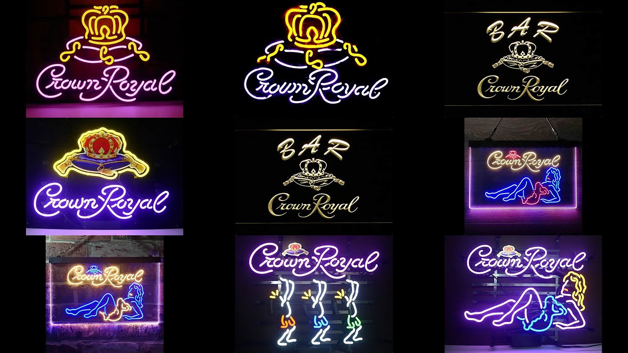 Crown royal neon bar sign - YouTube