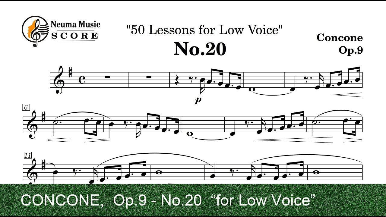 Concone, 50 Lessons for Low Voice Op.9 No.20 - YouTube