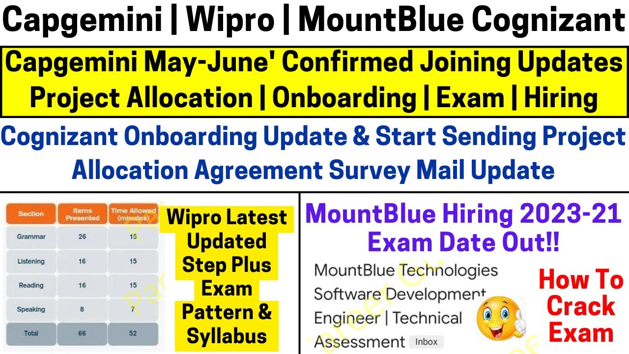 Cognizant Onboarding & Project Allocation Survey Mail~ Capgemini Final ...
