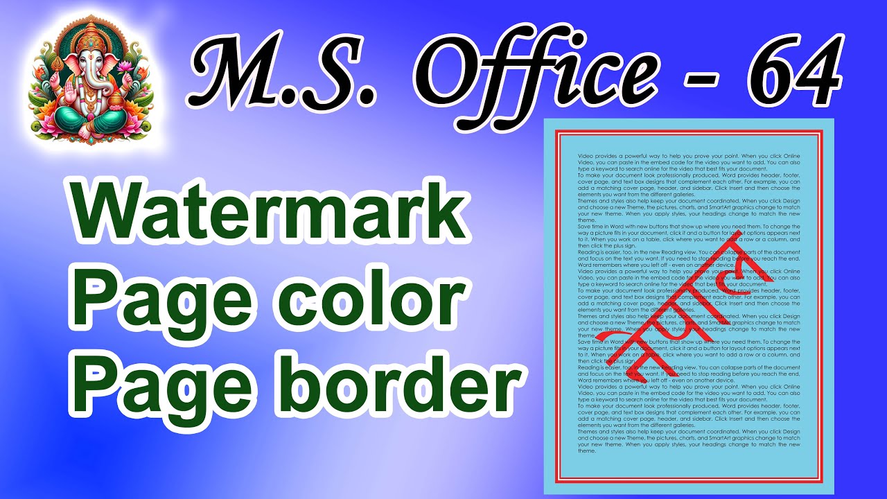 Microsoft word Class 64 Watermark Page color and Page border in Nepali ...