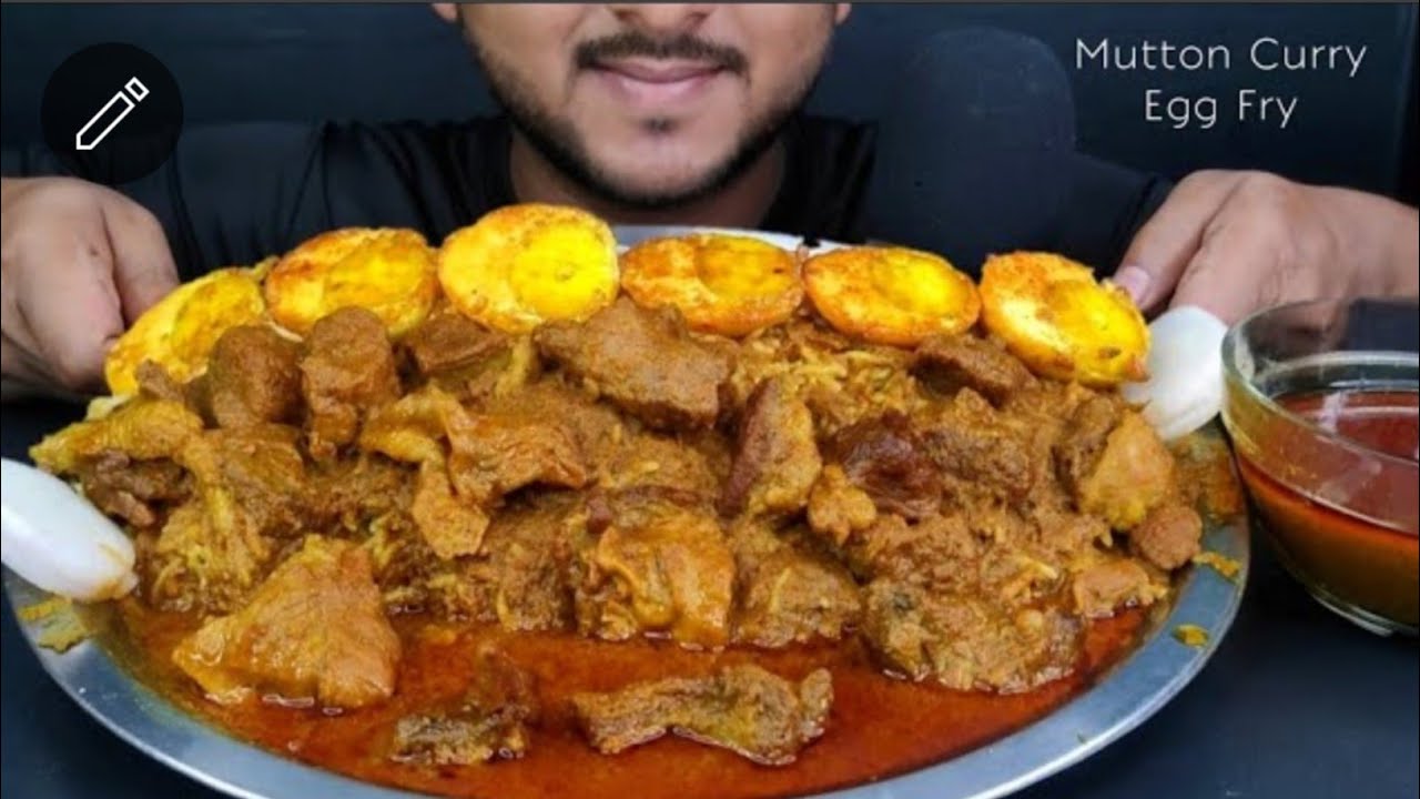 Spicy Oily Mutton Curry With Rice | Fatty Mutton Curry | Egg Fry, Oily ...