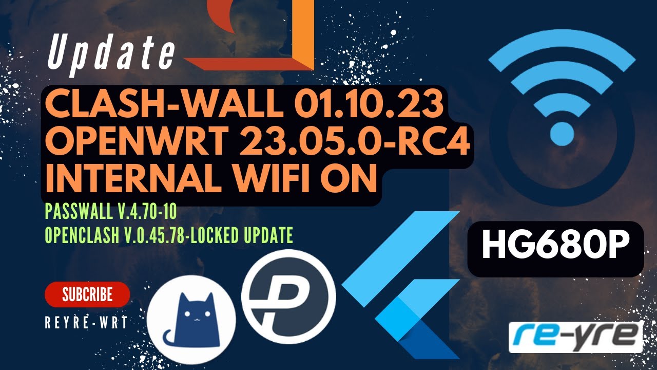 OpenWrt 23.05.0 RC4 Clash-Wall 01.10.23 For HG680P WiFi On | REYRE-WRT - YouTube