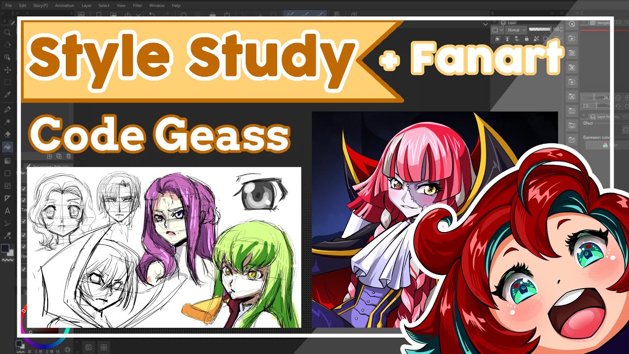 How to draw: Style Study: Code Geass + Fanart: Kureiji Ollie | Digital Art Tutorial (timelapse ...