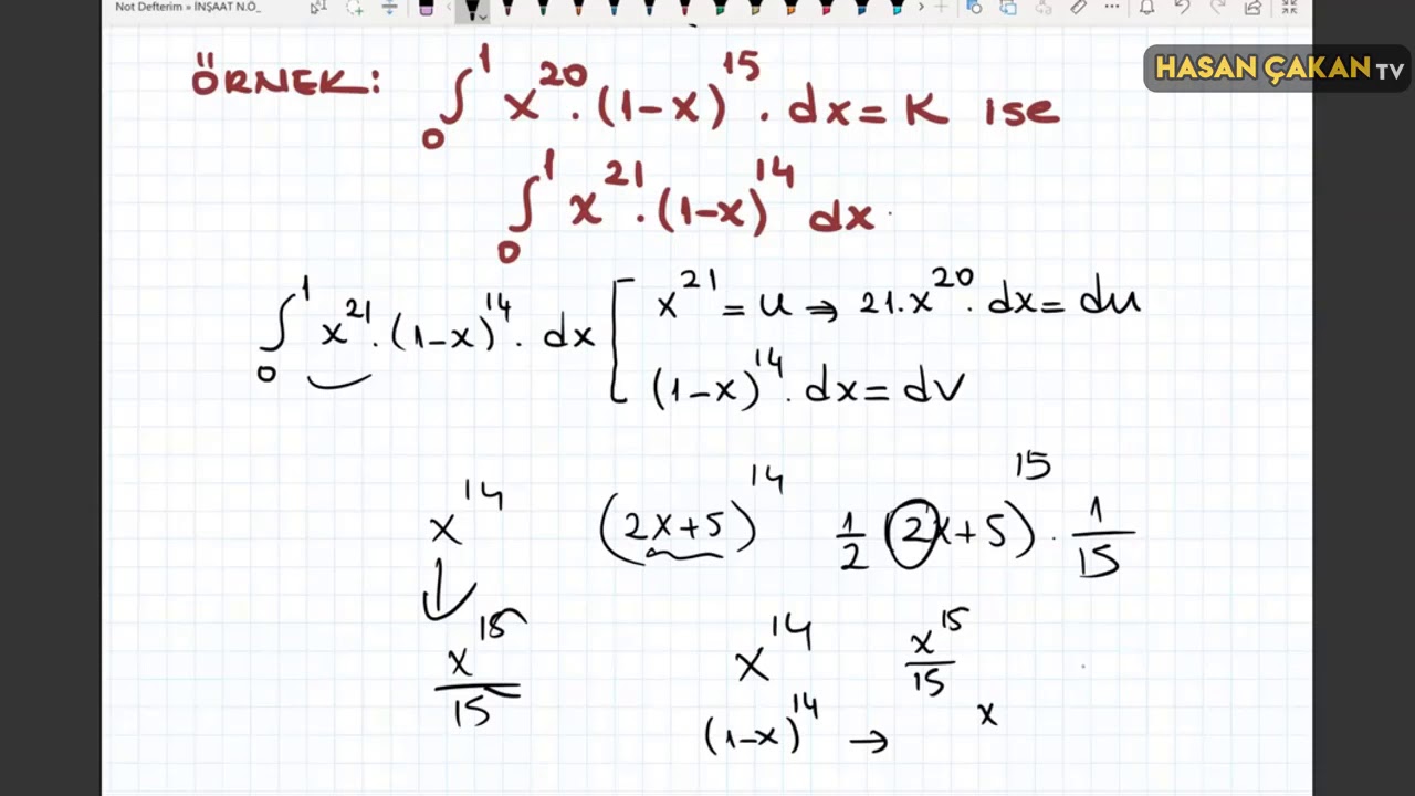 Belirli integral Kısmi integrasyon yöntemi 18 - YouTube