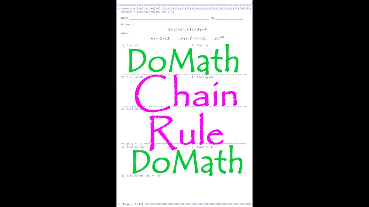 DoMath-Calculus : Partial Derivatives : The Chain Rule No43 - YouTube