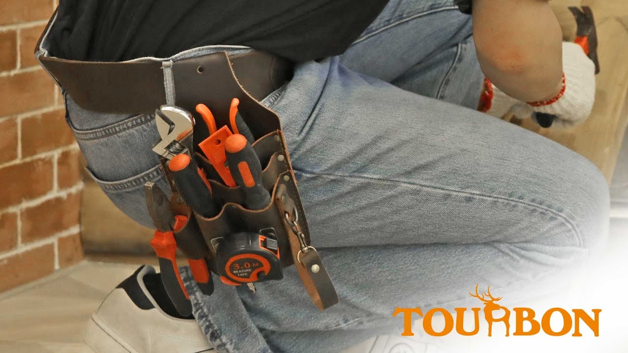 Tourbon Leather Electrician Holster Multipurpose Tool Pouch 5 Pockets ...