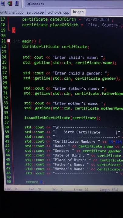 Birth Certificate C Coding Cpp Code Codemasters Codinglife Codingninja Coderstokyo