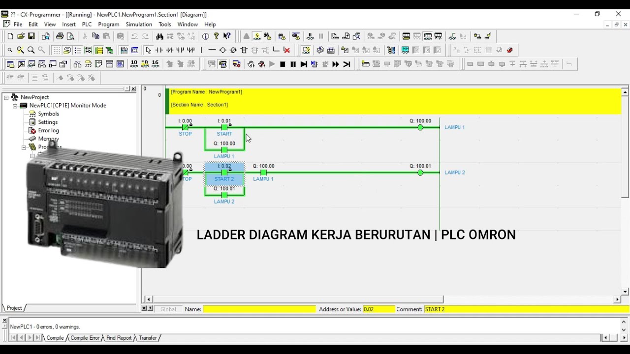Belajar PLC Omron | Ladder Diagram Kerja Berurutan - YouTube