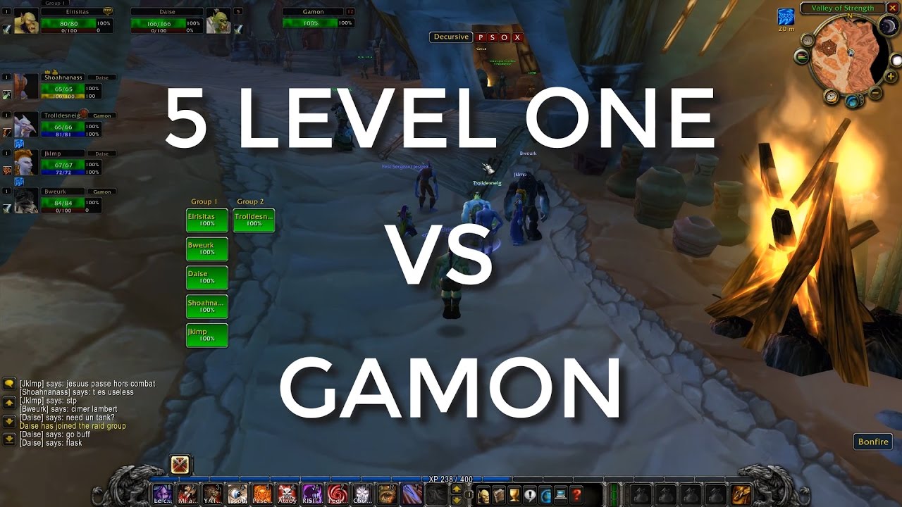 5 LEVEL 1 & 1 LEVEL 5 VS GAMON ( vanilla wow fr ) - YouTube