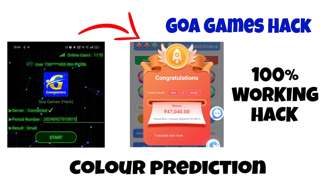 GOA GAMES HACK | GOA GAMES COLOUR PREDICTION HACK | GOAGAMES GAME - YouTube
