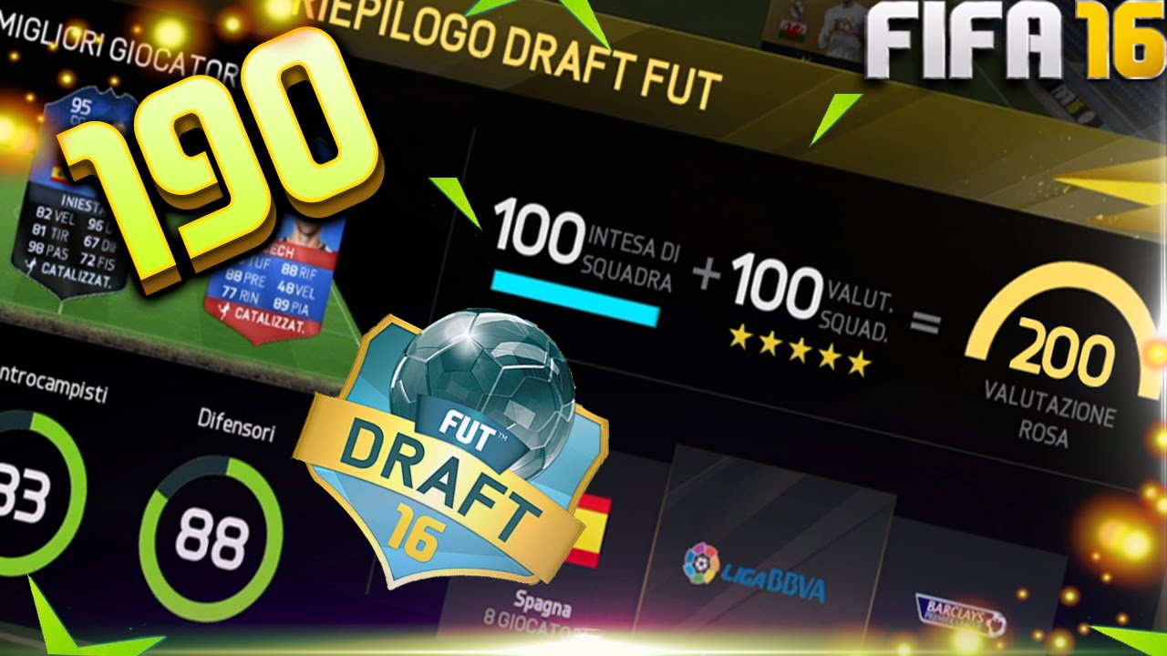 ODDIO 200 RATED DRAFT?!?!? 190 RATED DRAFT CHALLENGE FIFA 16 FUT DRAFT ...
