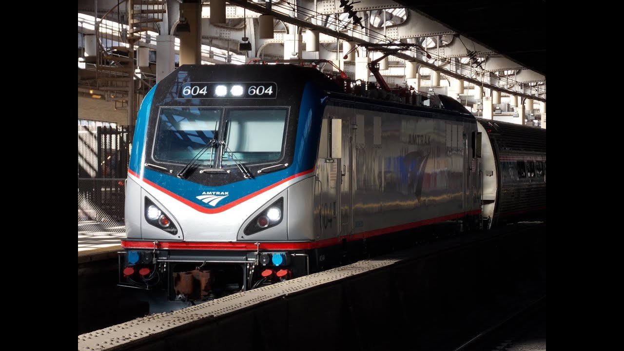 Amtrak HD: Siemens Amtrak Cities Sprinter ACS-64 604 and 606 At Newark ...
