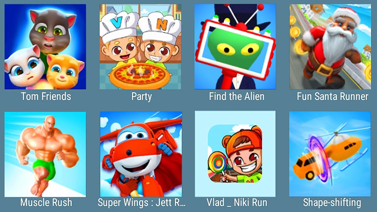 Tom Friends & Party Vlak & Niki ( Alien + Santa Runer + Muscle Rush ...