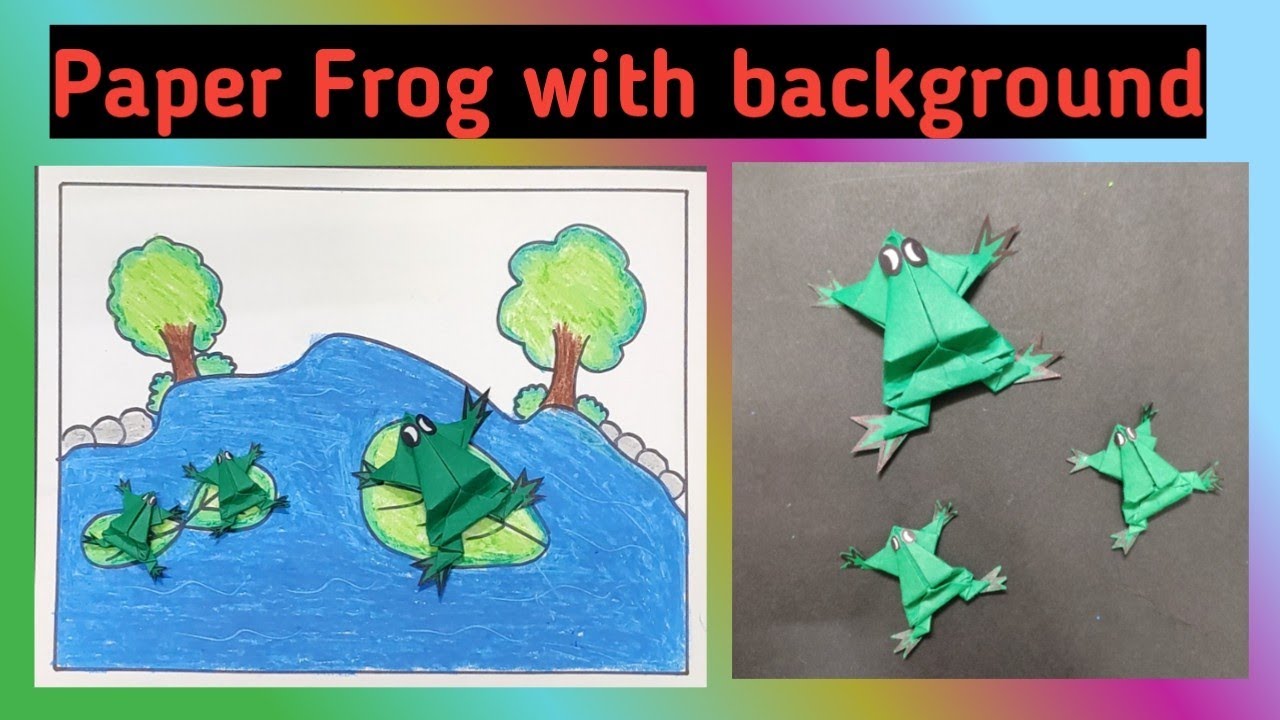 How to make paper frog| Craft 🐸frog with background | पेपर क्राफ्ट ...