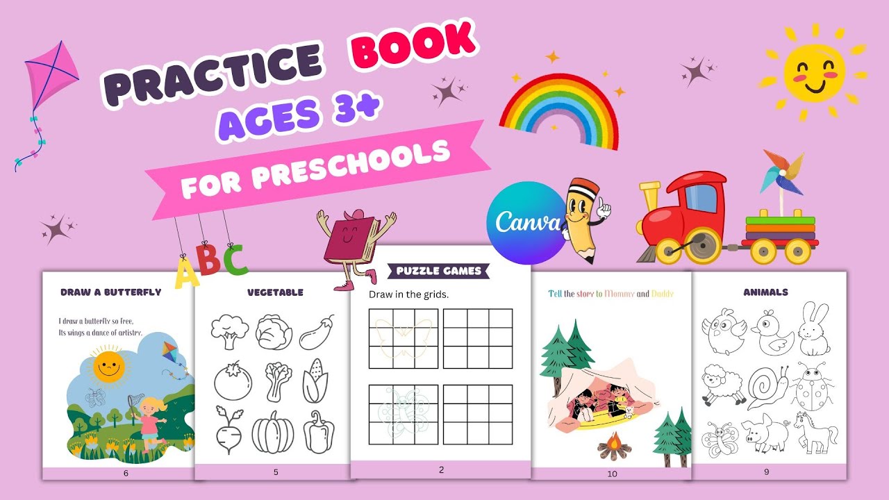 Let's make a practice book for ages 3+ using free Canva Elements - YouTube