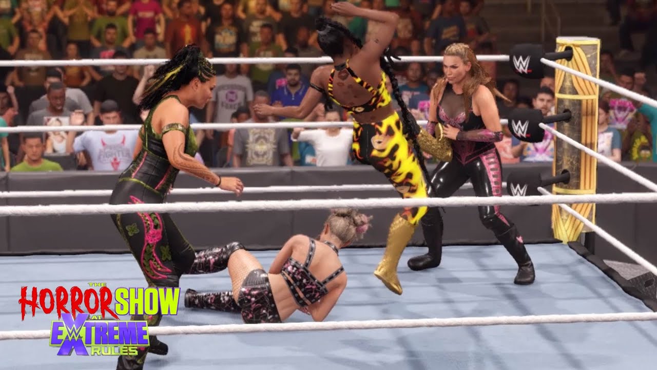 WWE 2K22 Alexa & Two Custom vs. Natalya & Tamina - Horror Show Extreme ...