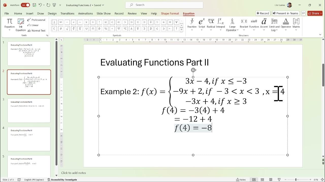 Evaluating Functions Part II - YouTube