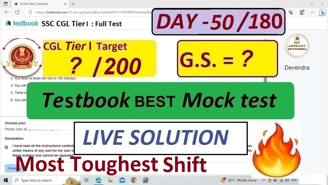 Testbook Live Mock Test | CGL Prelims | 15 March 2024 | SSC ASPIRANT ...