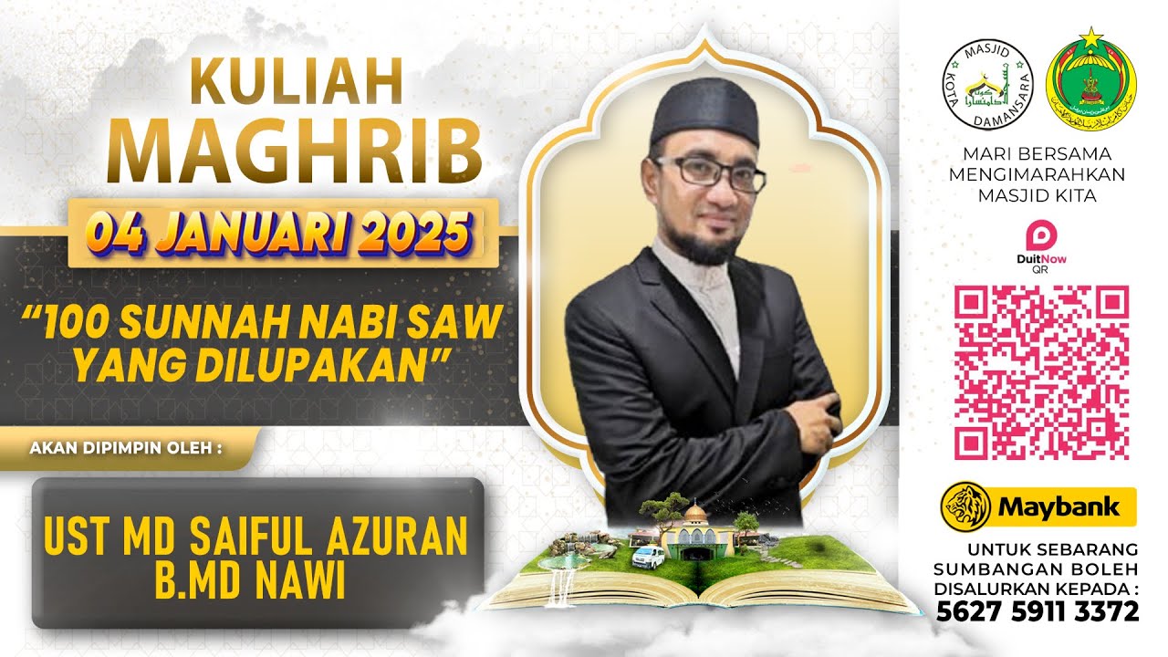 Siaran Langsung Kuliah Maghrib | Ustaz Md Saiful Azuran | 4-1-2025 - YouTube