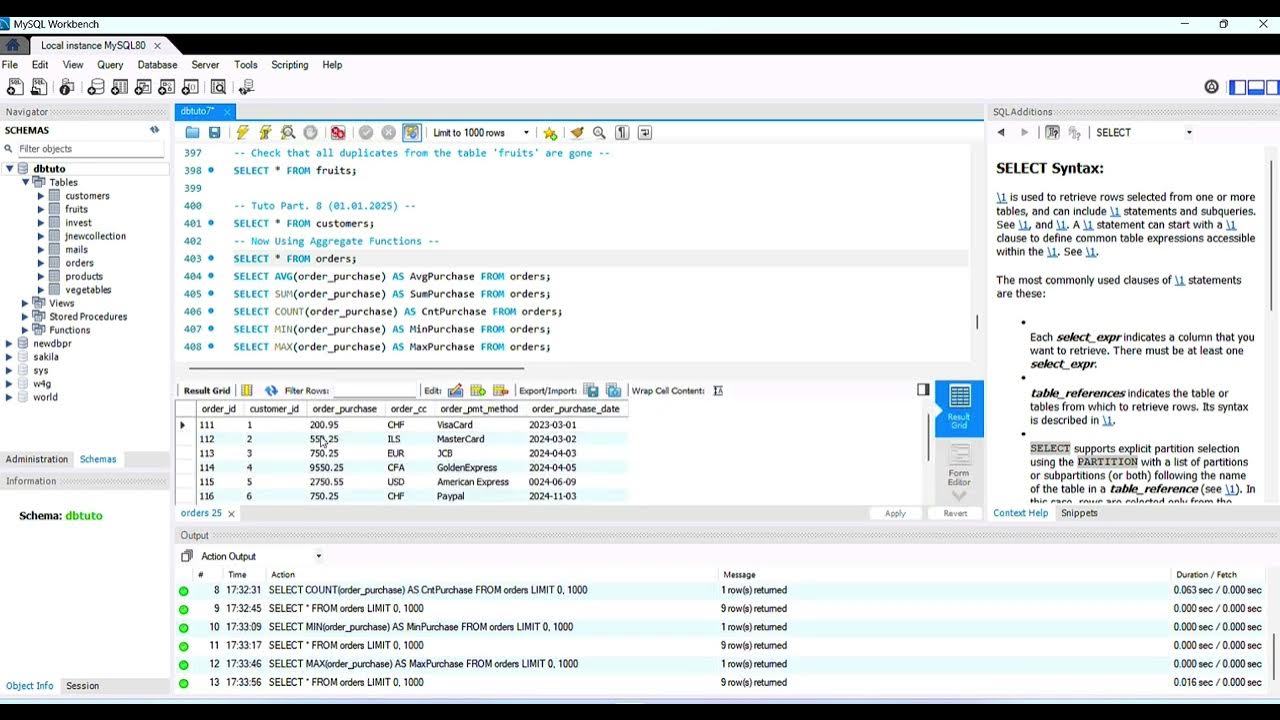 IT E-Learning Tuto. MySQL Workbench Pt.8 (Logical Operators, Aggregate, Specific rows, Wild ...