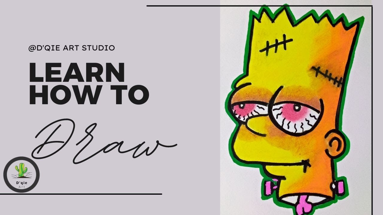 Easy Draw and coloring Bart Simpson using Posca and Oil Pastel - YouTube