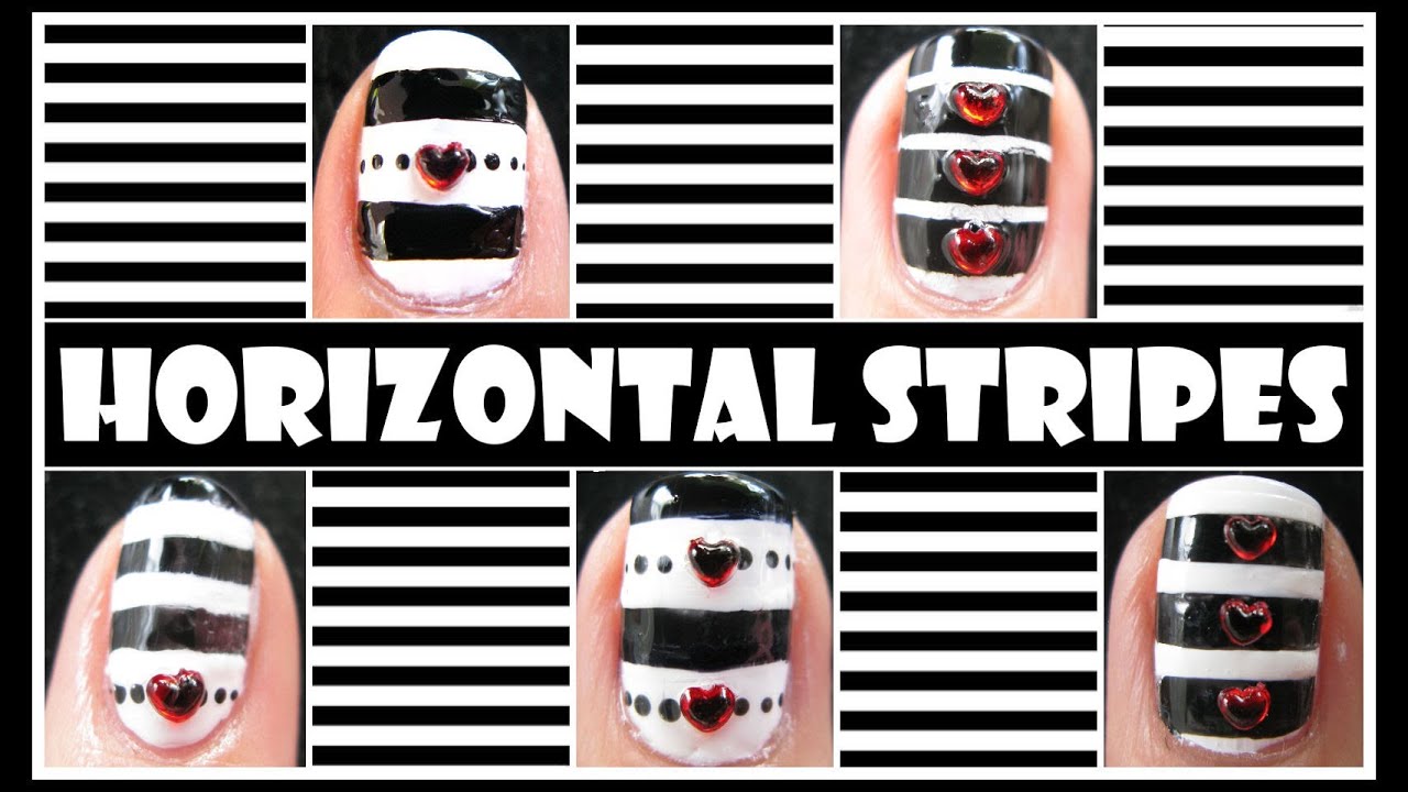 HOW TO DRAW HORIZONTAL STRIPED NAIL ART DESIGNS | LINED NAILS TUTORIAL ...