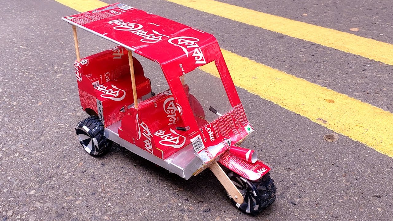 How to Make a Auto Rickshaw from Coca Cola Cans at home: Matchbox ...