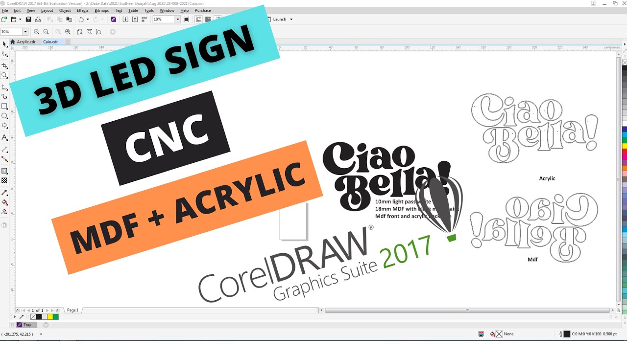 3D LED Sign Board Design in Coreldraw 2022, 3d letters kaise banaen ...