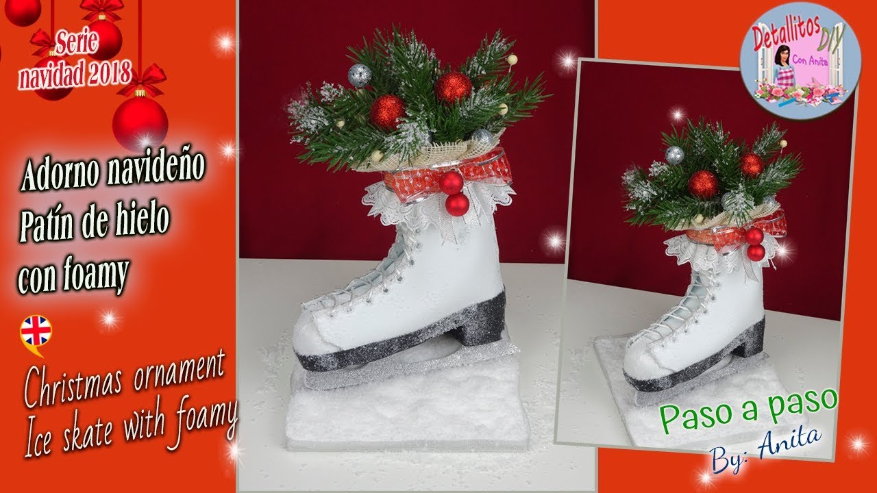 Adorno navideño / Patín de hielo con foamy - YouTube