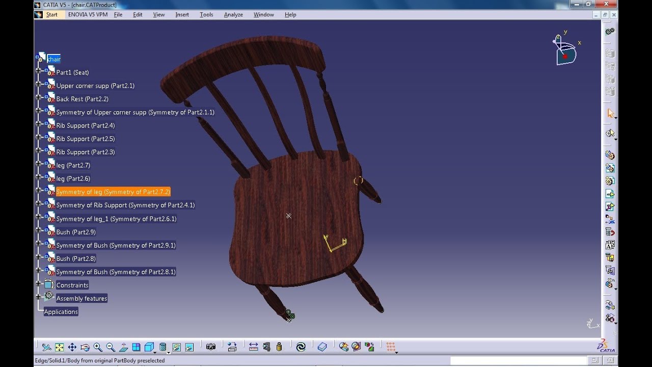 Catia V5 Tutorial|How to design a Chair P16|Furniture & Product Design ...