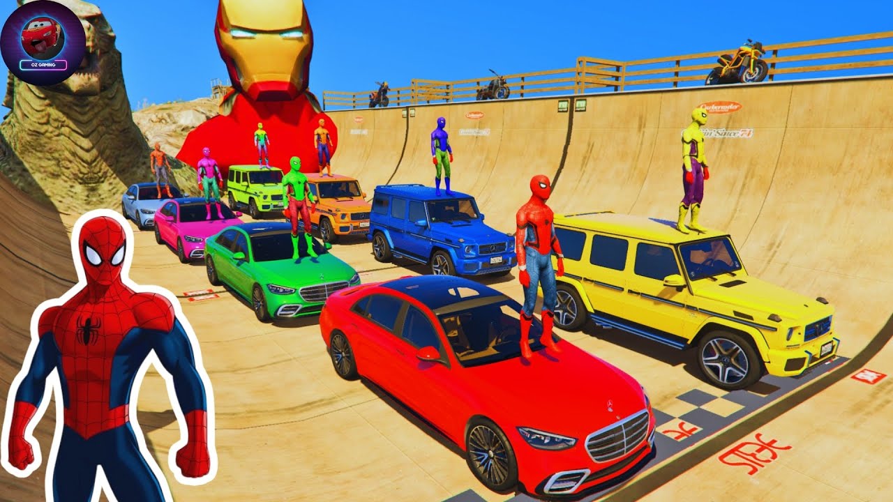 SPIDER-MAN & COLORFUL SUPER CARS: MEGA RAMP EXTRAVAGANZA! 🎢🕷️ | GTA V ...
