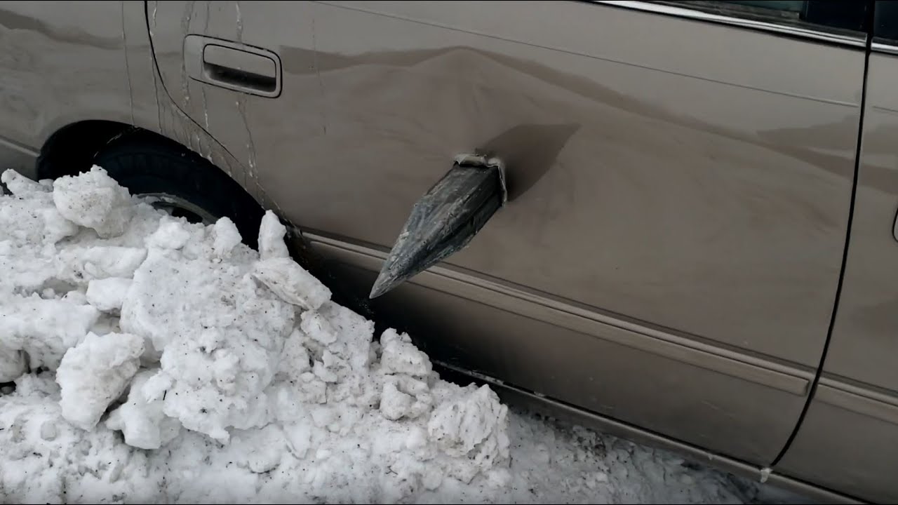 CAR GETS IMPALED (MASSIVE SPIKE GOES THROUGH 1999 TOYOTA CAMRY LE ...