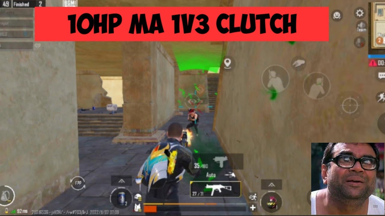🥵most interesting fight Temple 1V3 clutch and 10 HP Bgmi gameplay video ...