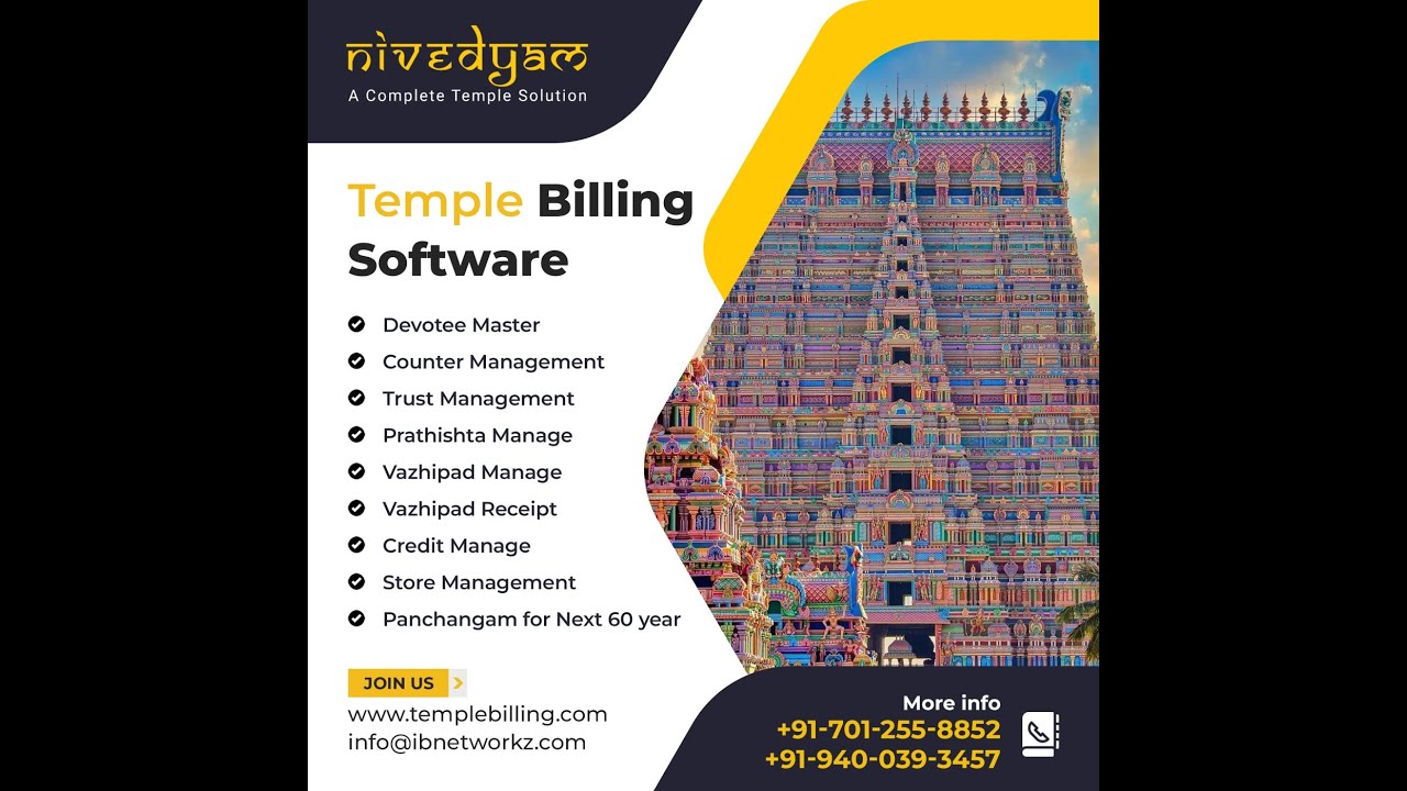 Nivedyam Temple Management Software-English - YouTube