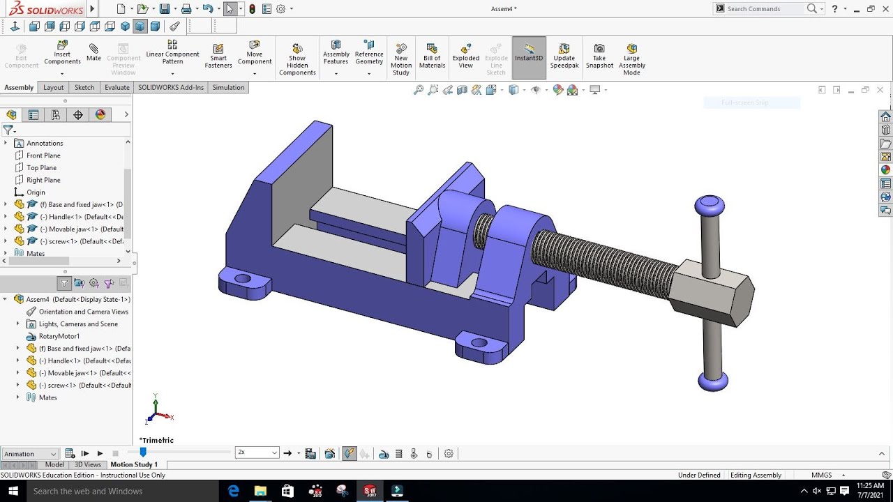Modelling and motion study of machine vice using solid works - YouTube