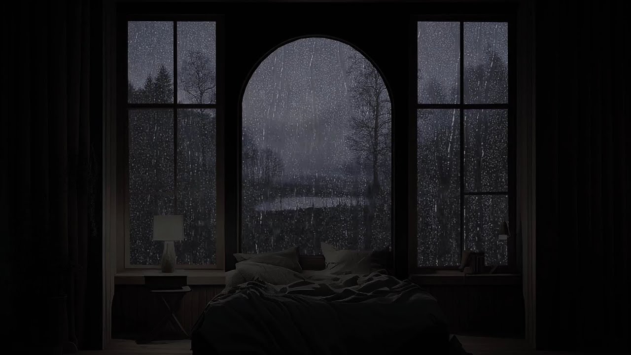 Rainy Bedroom Space Outside The Window || Relaxing Rain At Different ...