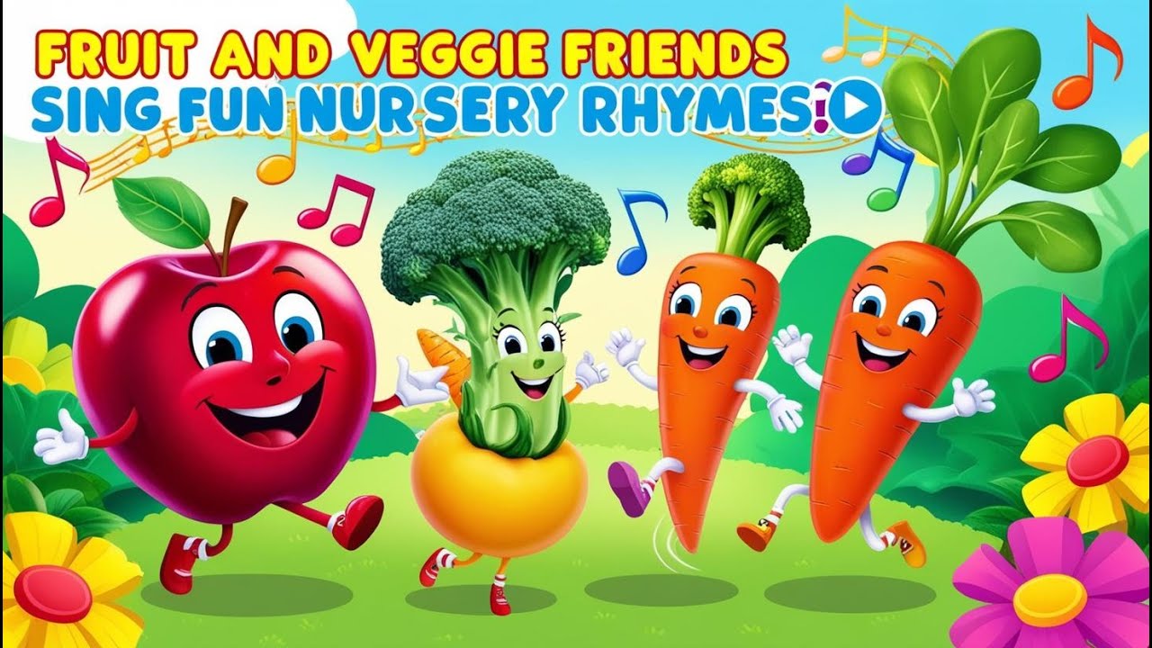 Fruit and Veggie Friends Sing FUN Nursery Rhymes for Kids! 🍎🕺🥦 - YouTube