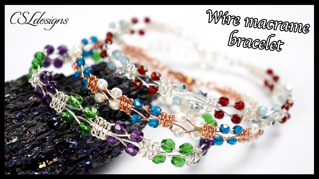 Alternating square knot wire macrame bracelet - YouTube