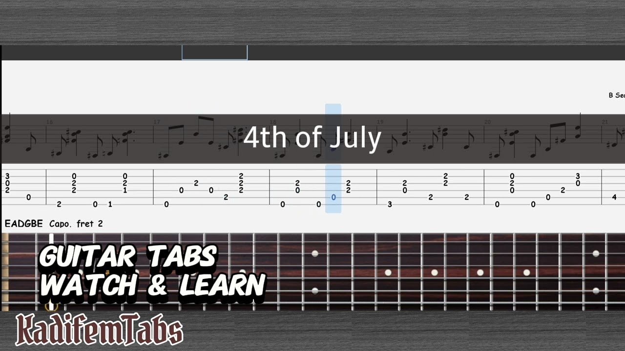 James Taylor - 4th of July | Fingerstyle Guitar Tabs - YouTube