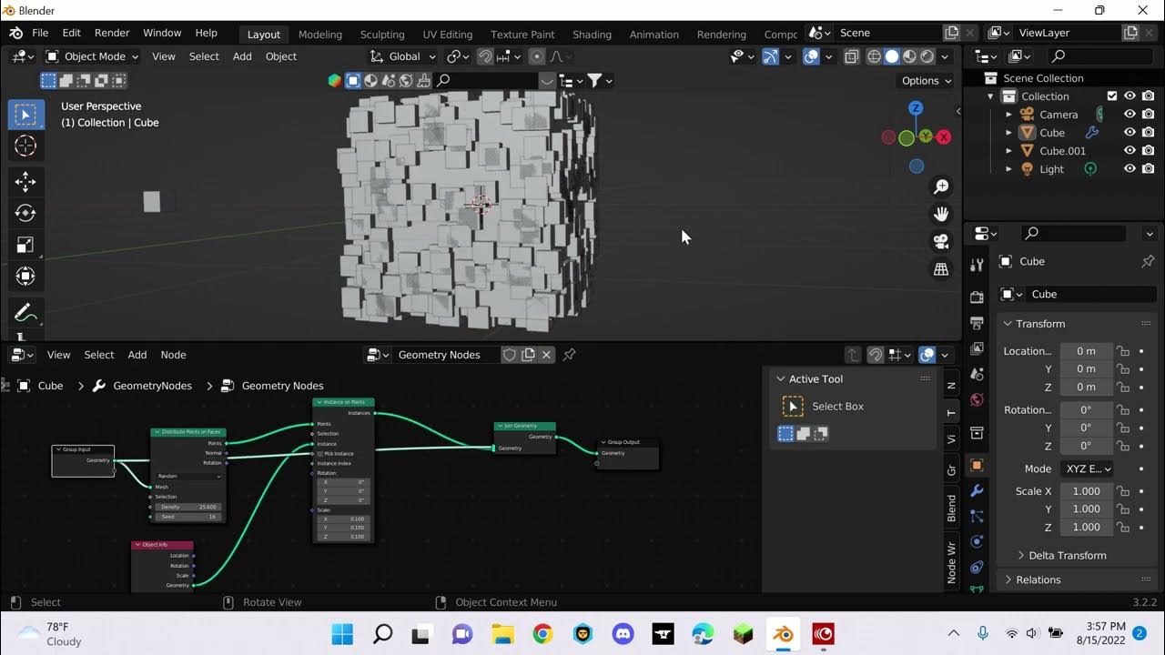 Geo nodes distribute points on faces tutorial - YouTube