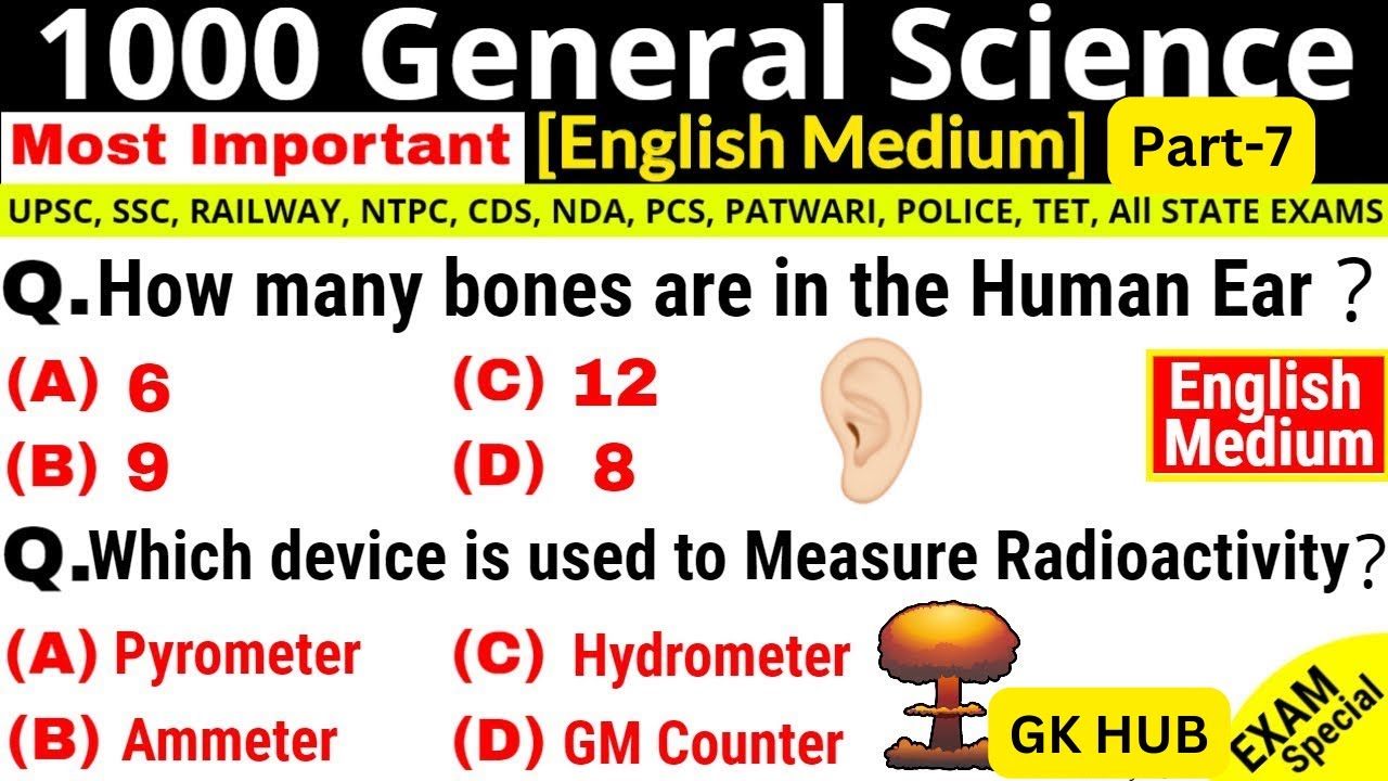 Science Gk Most Important Question Science 50 MCQ Set -7 General ...