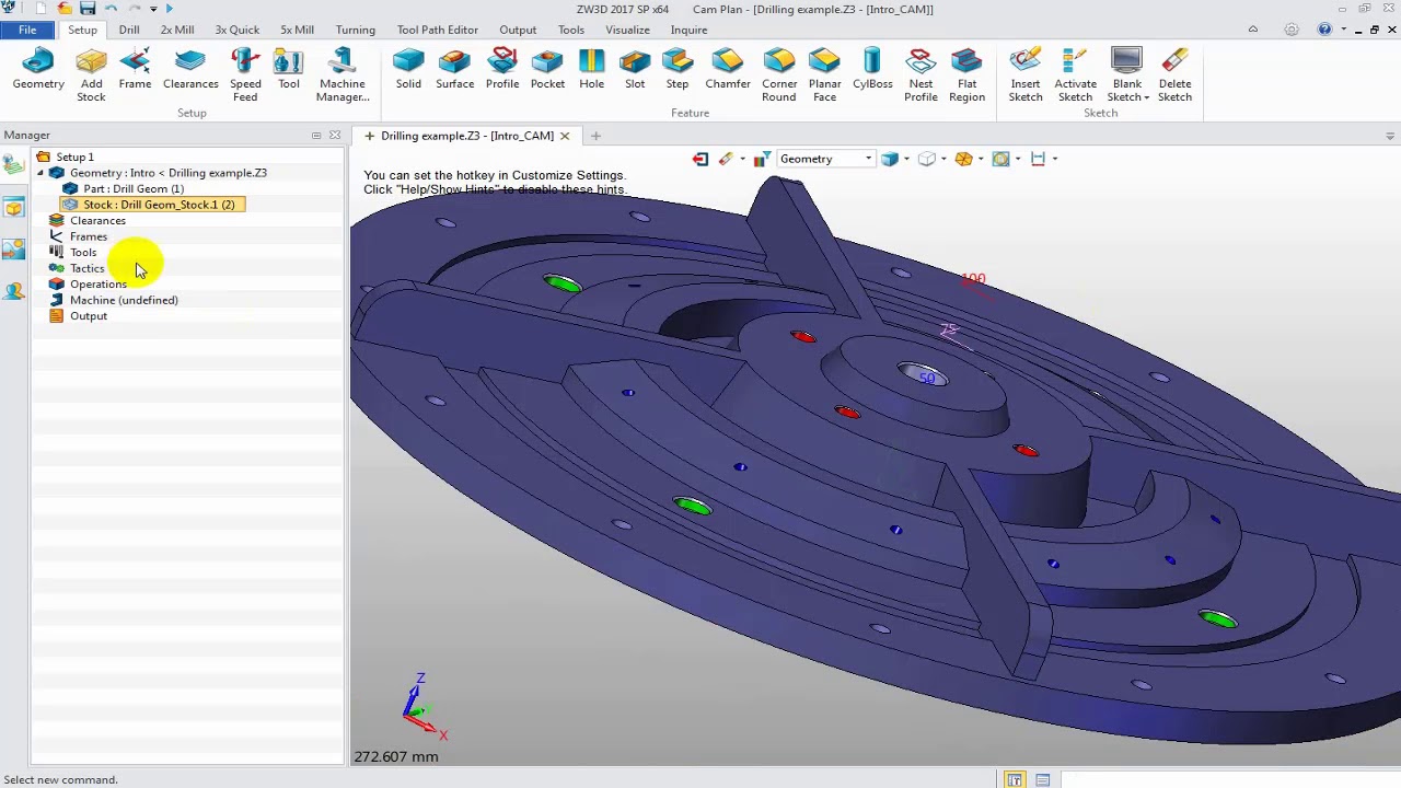 CAM Lesson1 Drilling and 2X Milling Step1 - YouTube