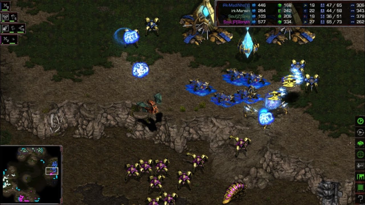 StarCraft: Remastered 星际争霸: 重制版 Zerg & Protoss vs Protoss & Terran ...
