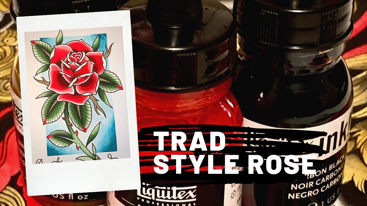 How to Draw a Rose (Bold traditional style with stunning background ...