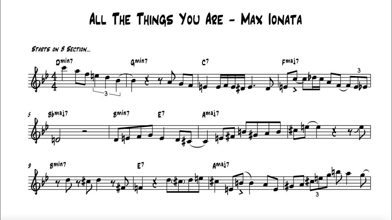 All The Things You Are - Max Ionata (Bb Solo Transcription) - YouTube
