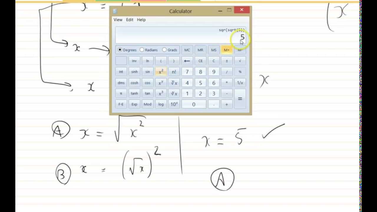 Powers 17: Square root of 5 squared equals 5 - YouTube