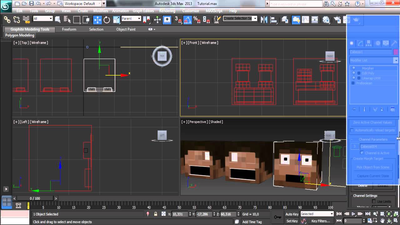 Crear Personaje De Minecraft En 3ds Max (Morpher) Parte 3 - YouTube