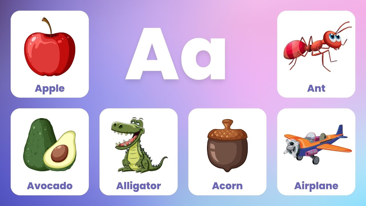 Words that starts with letter A - Digital Flashcards - Learning English ...