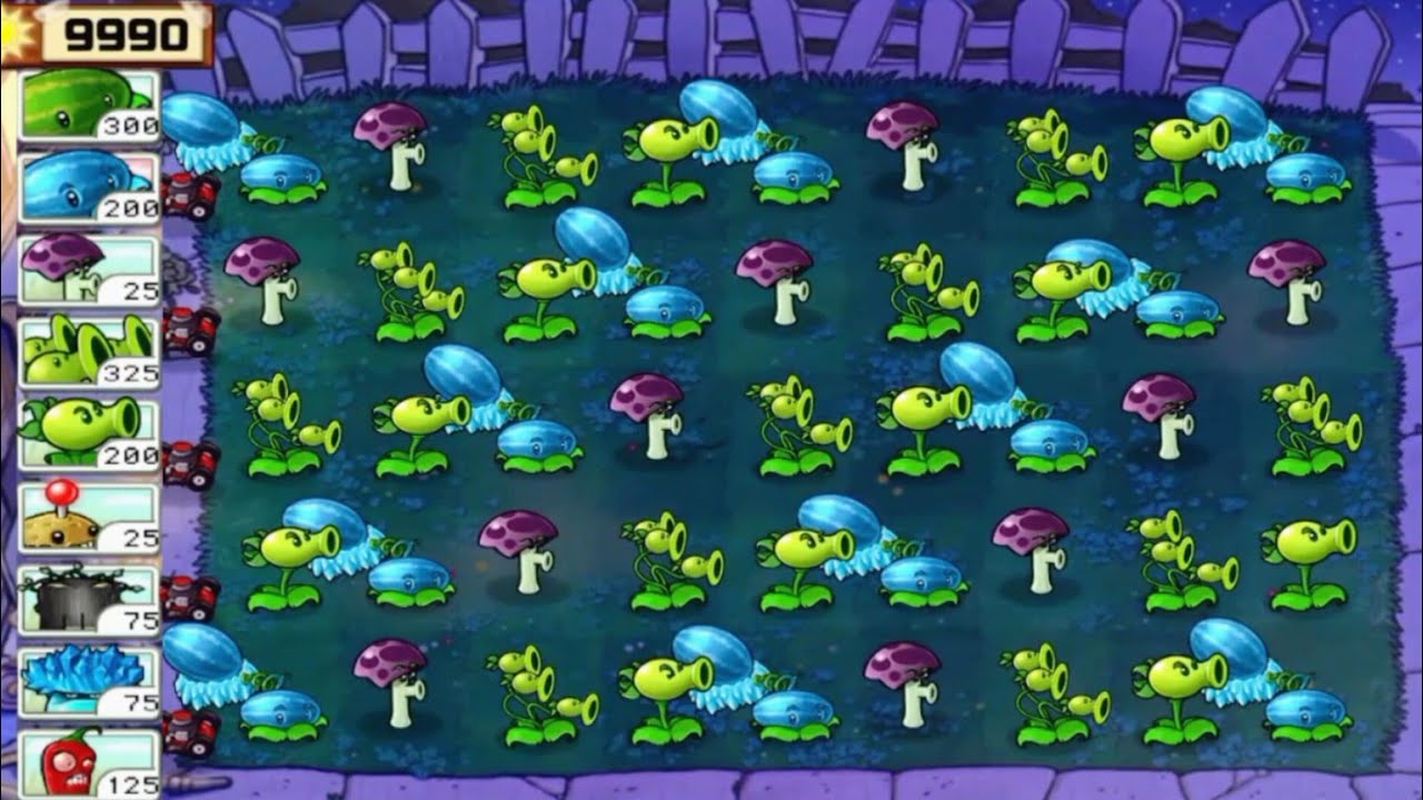 Pvz • Winter Melon , Scared shroom , Three Pea , Repeater vs All ...